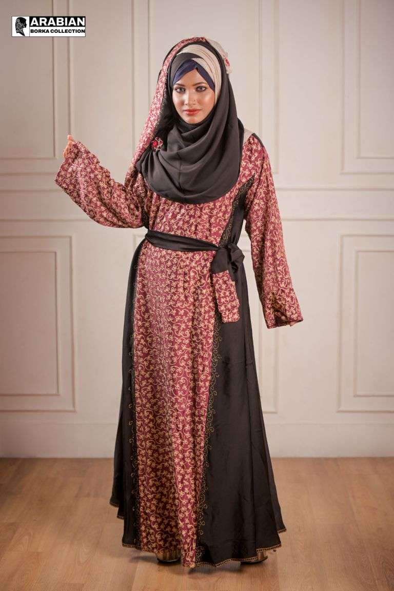 Sequence Work Borka With Hijab B11540 - Arabian Borka Collection