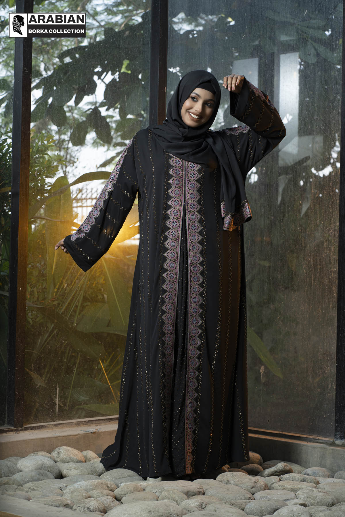 EMBROIDERY AND STONED WORKS BORKA WITH HIJAB B11408 - Arabian Borka ...