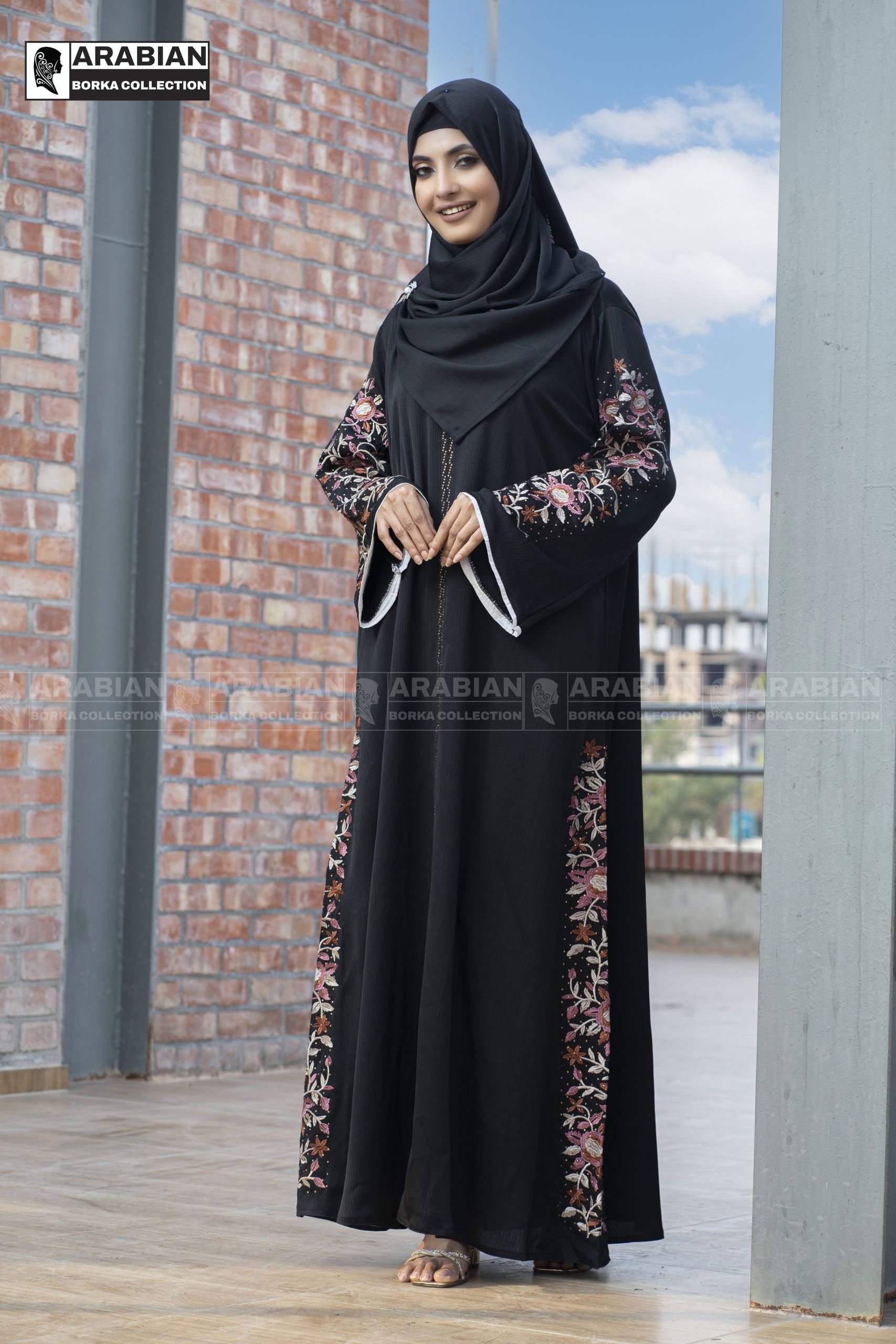 EMBROIDERY AND STONED WORKS BORKA B11397 - Arabian Borka Collection