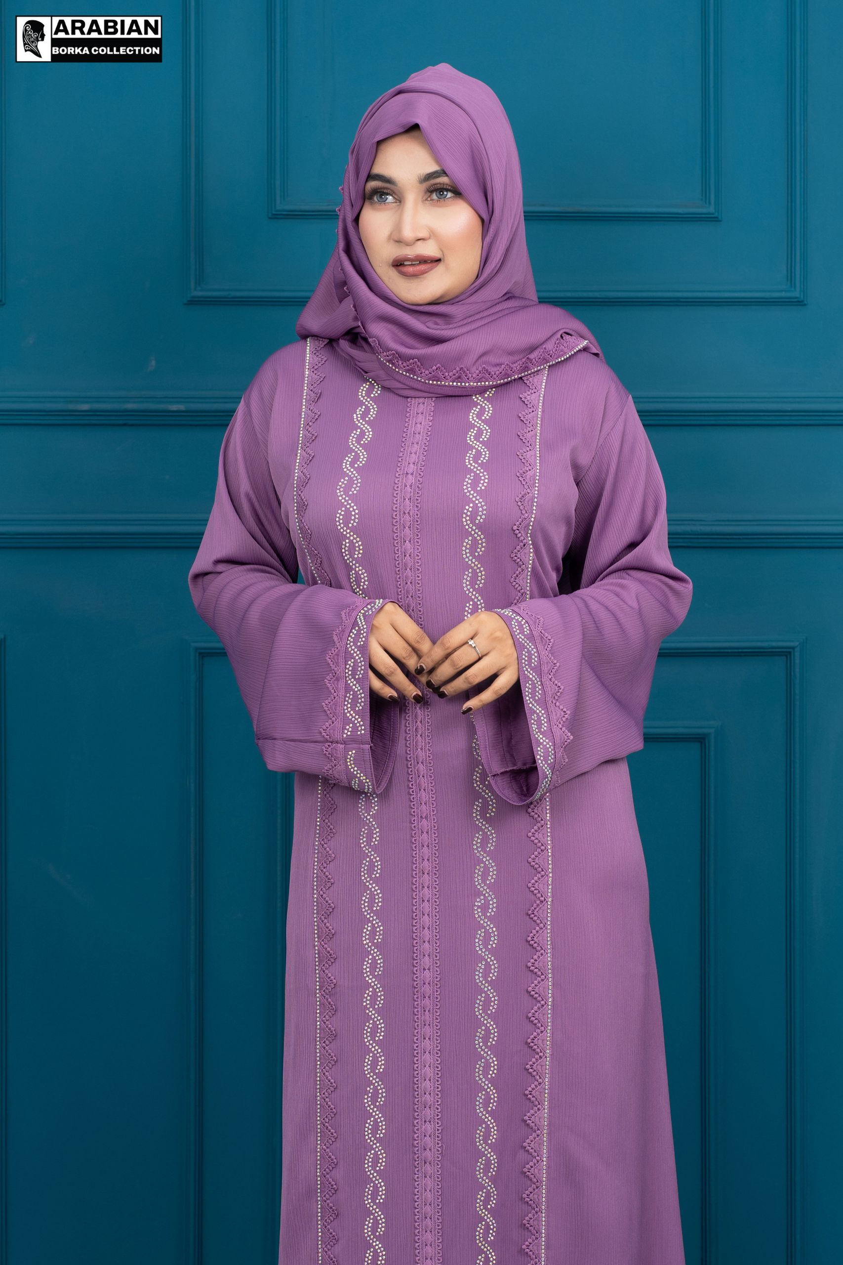 STONED WORKS AND EMBROIDERY BORKA B11637 (Copy) - Arabian Borka Collection